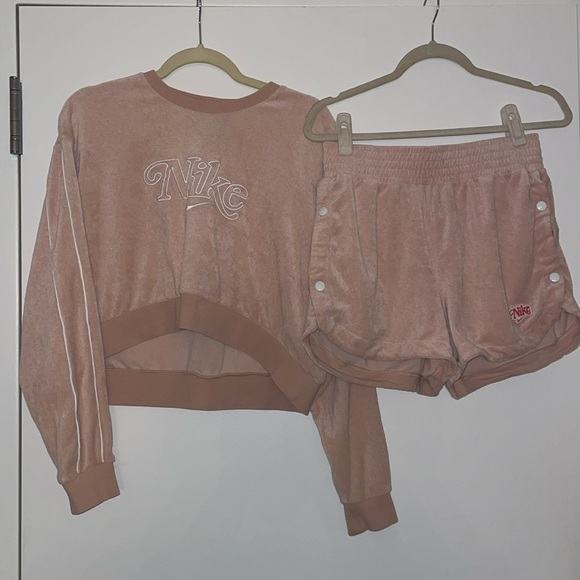 Nike | Tops | Nike Cozy Terry Crew And Short Set | Poshmark